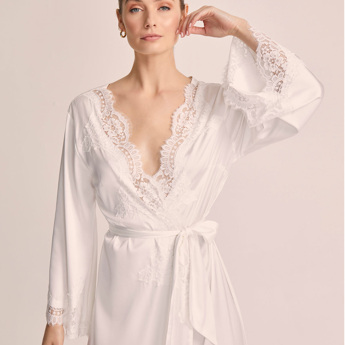White Long Lace Robe | Sian Maxi Robe | homebodii® – Homebodii AU